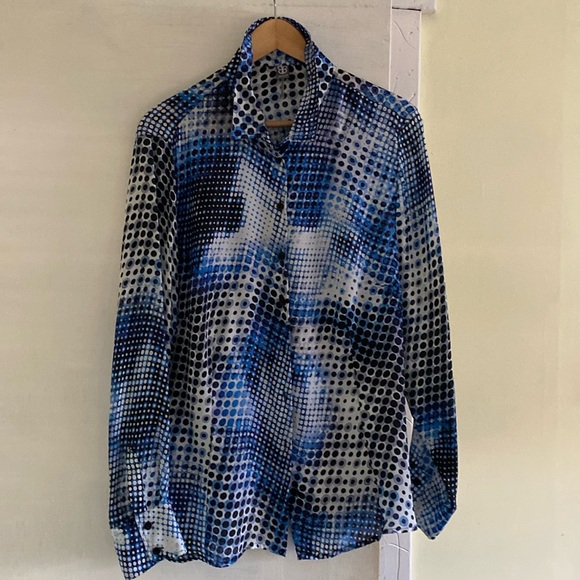 Basler | Tops | Basler Silk Beautiful Pattern Button Down Logo Shirt ...